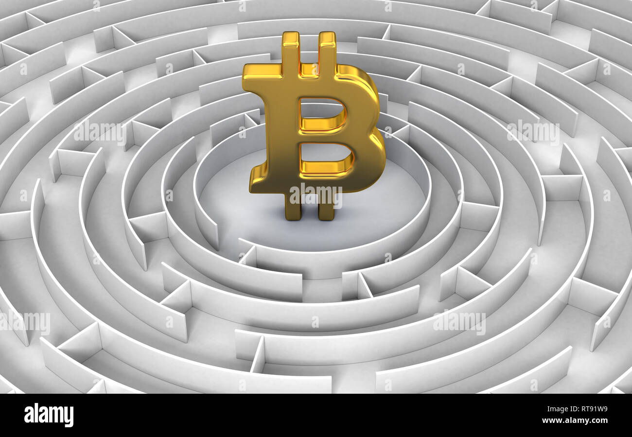 Maze to Bitcoin sign Stock Photo - Alamy