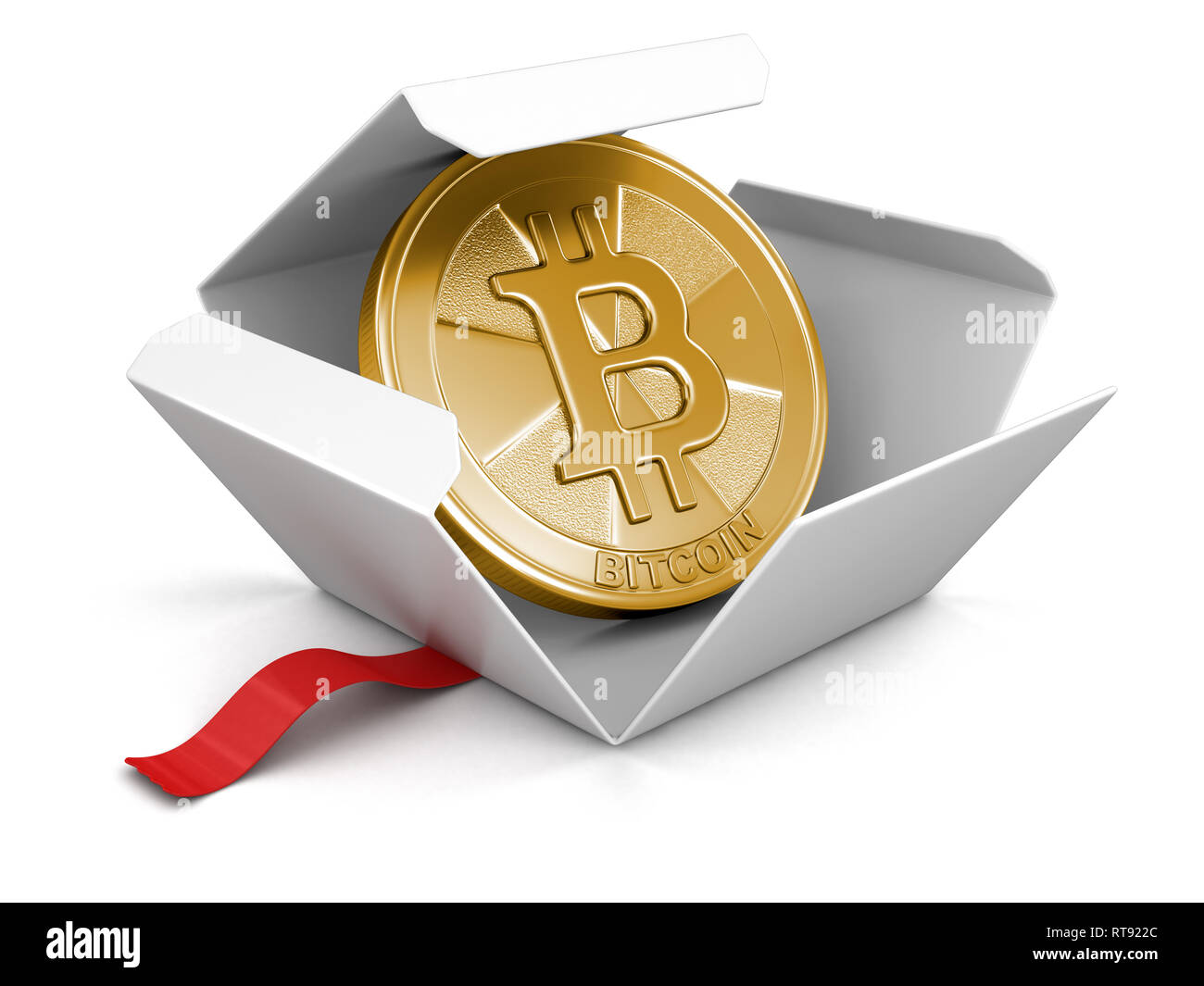 Open package and Bitcoin. Image with clipping path Stock Photo - Alamy