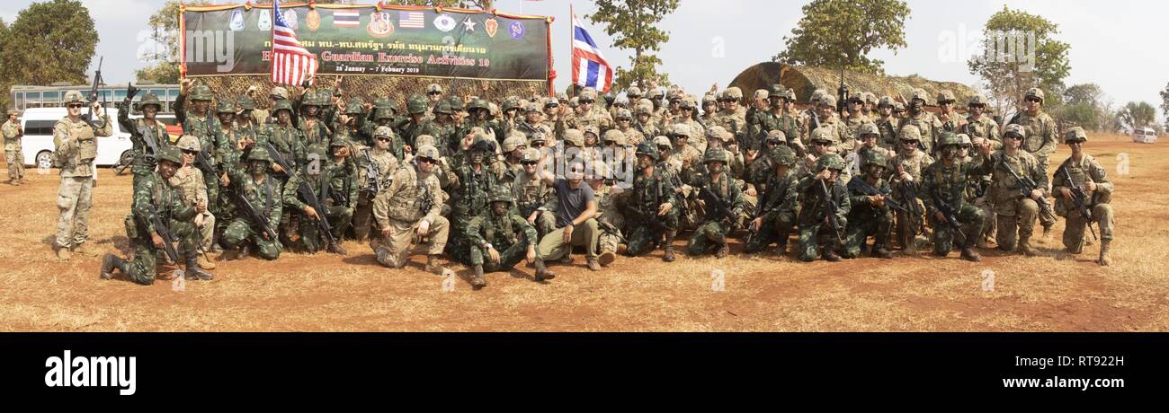 U.S. and Royal Thai Army soldiers pose for a photo at the Hanuman ...