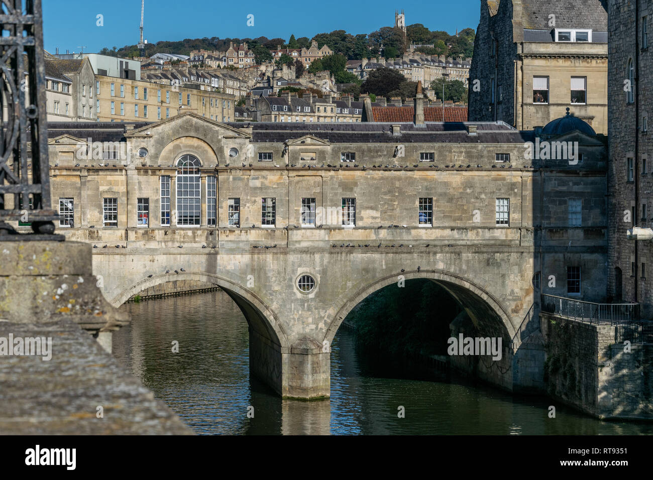 A view of Pulteney Bridge across the River Avon in Bath, designed by ...