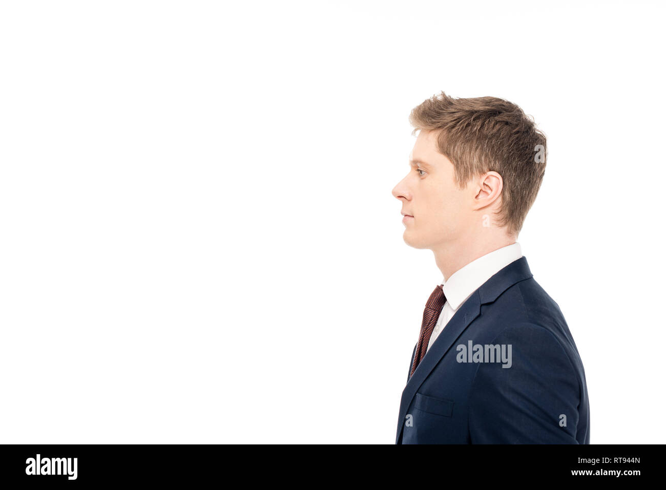 side view of handsome stylish businessman isolated on white Stock Photo ...