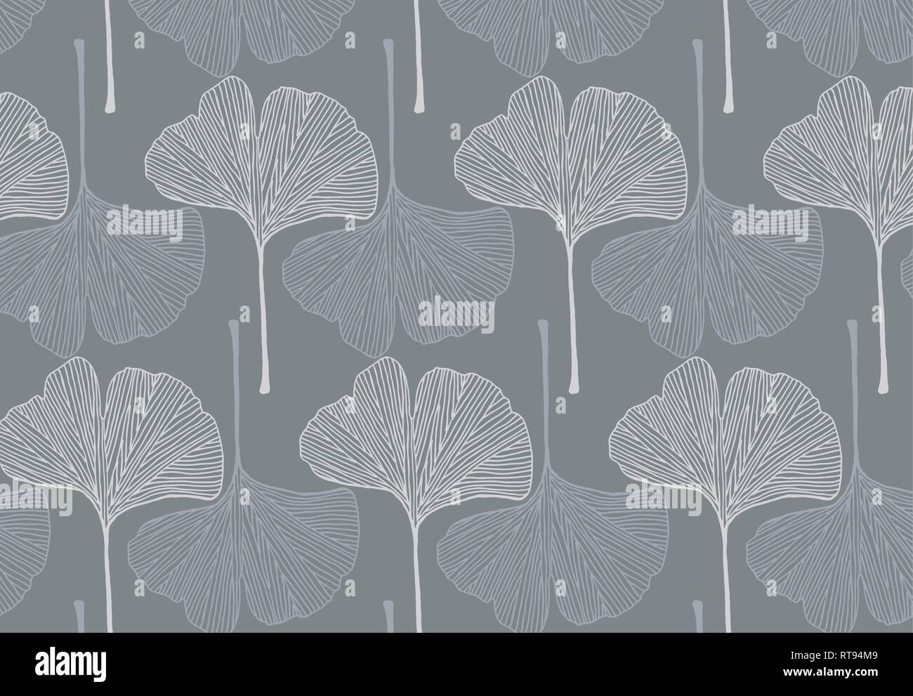 Ginkgo in gray colors palette vector pattern Stock Vector Image & Art ...