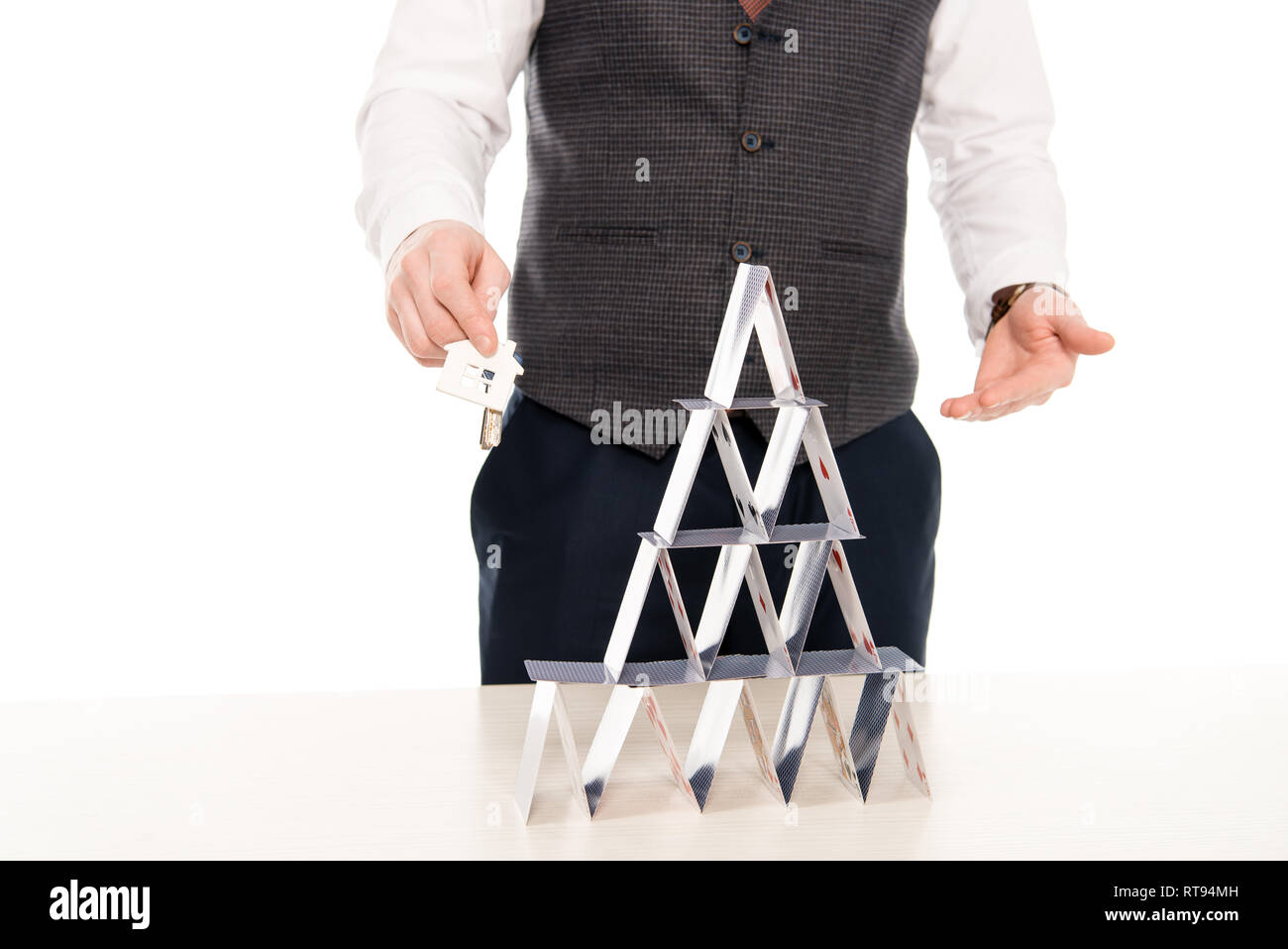 cropped view of real estate agent holding keys from new house and ...