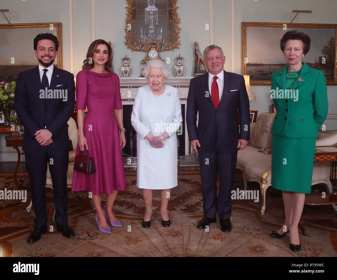 Queen Elizabeth II with (left to right) Crown Prince Hussein of Jordan ...