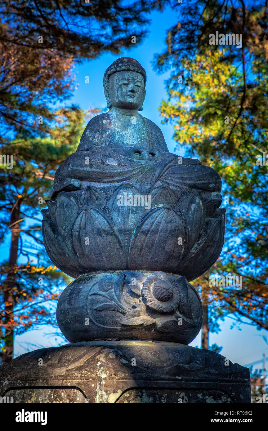 Buddha statue at the centre of the 500 Rakan, Kitain Temple, Kawagoe ...