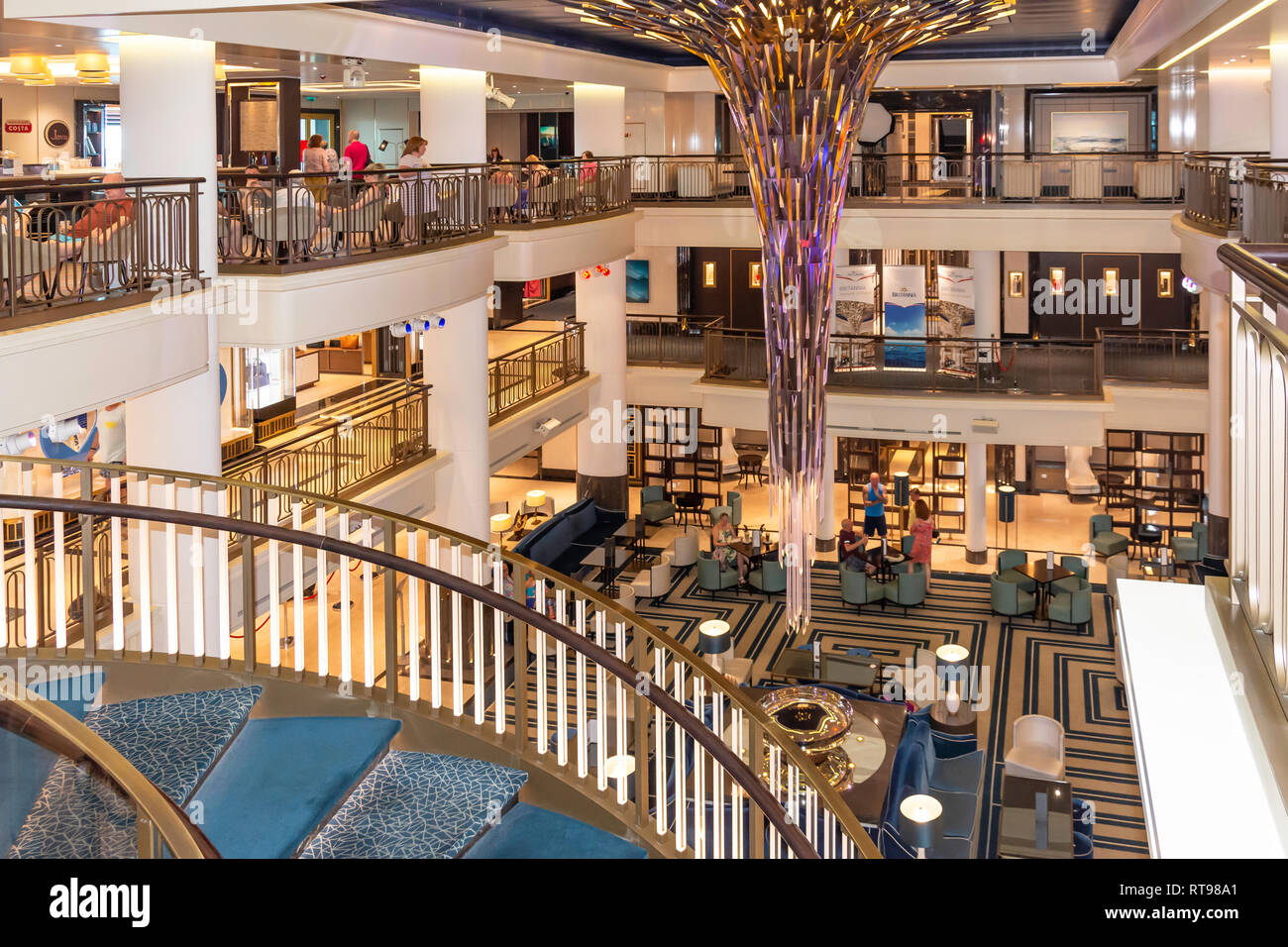 The Atrium onboard P&O Britannia cruise ship, Bonaire, ABC Islands ...