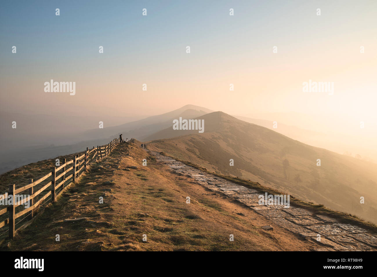 Beautiful landscape image of Mam Tor in Peak District on a Winter's ...