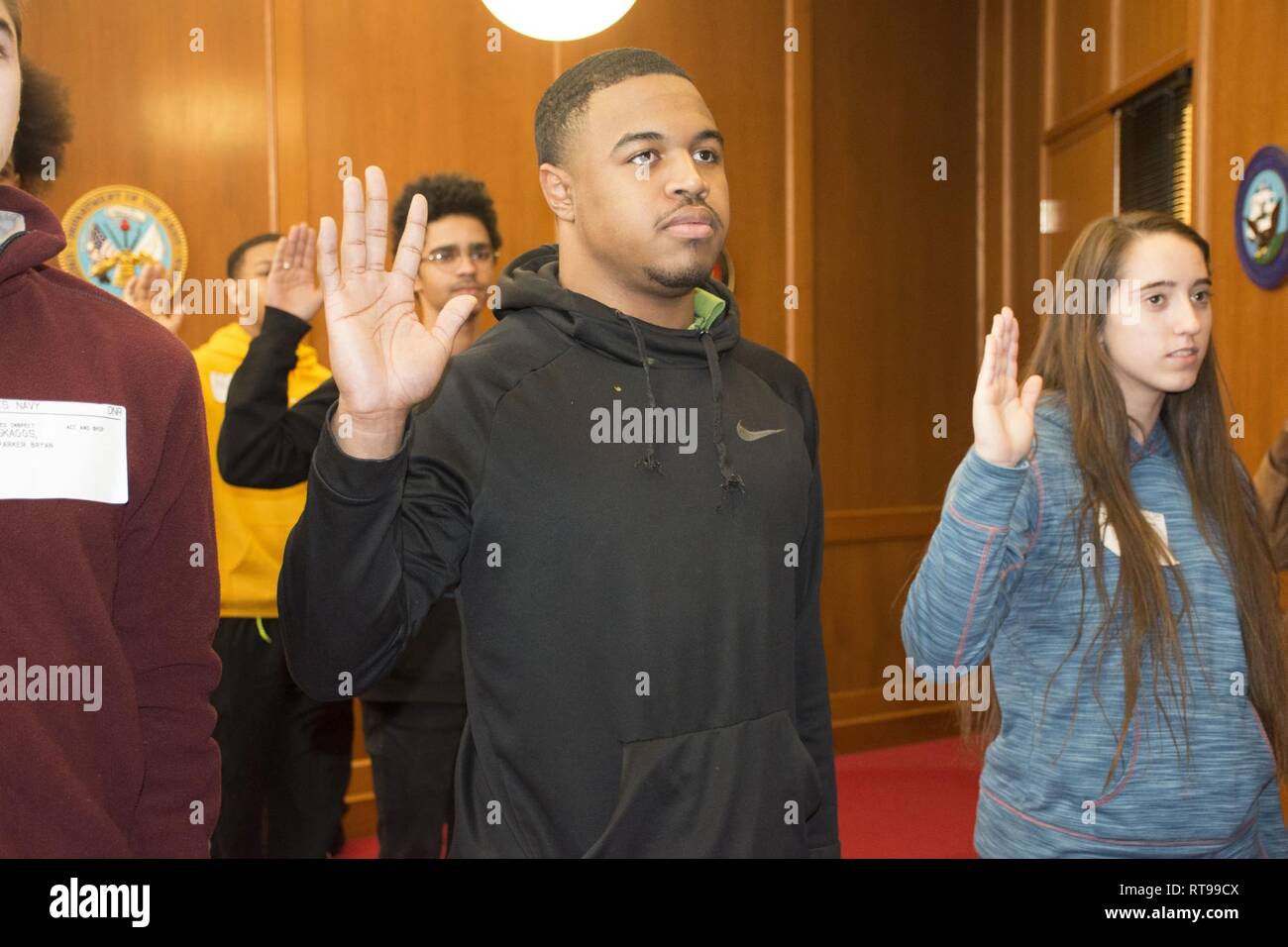 Jalen Terrell Moses swears-in to the U.S. Army Reserves at the Oklahoma ...