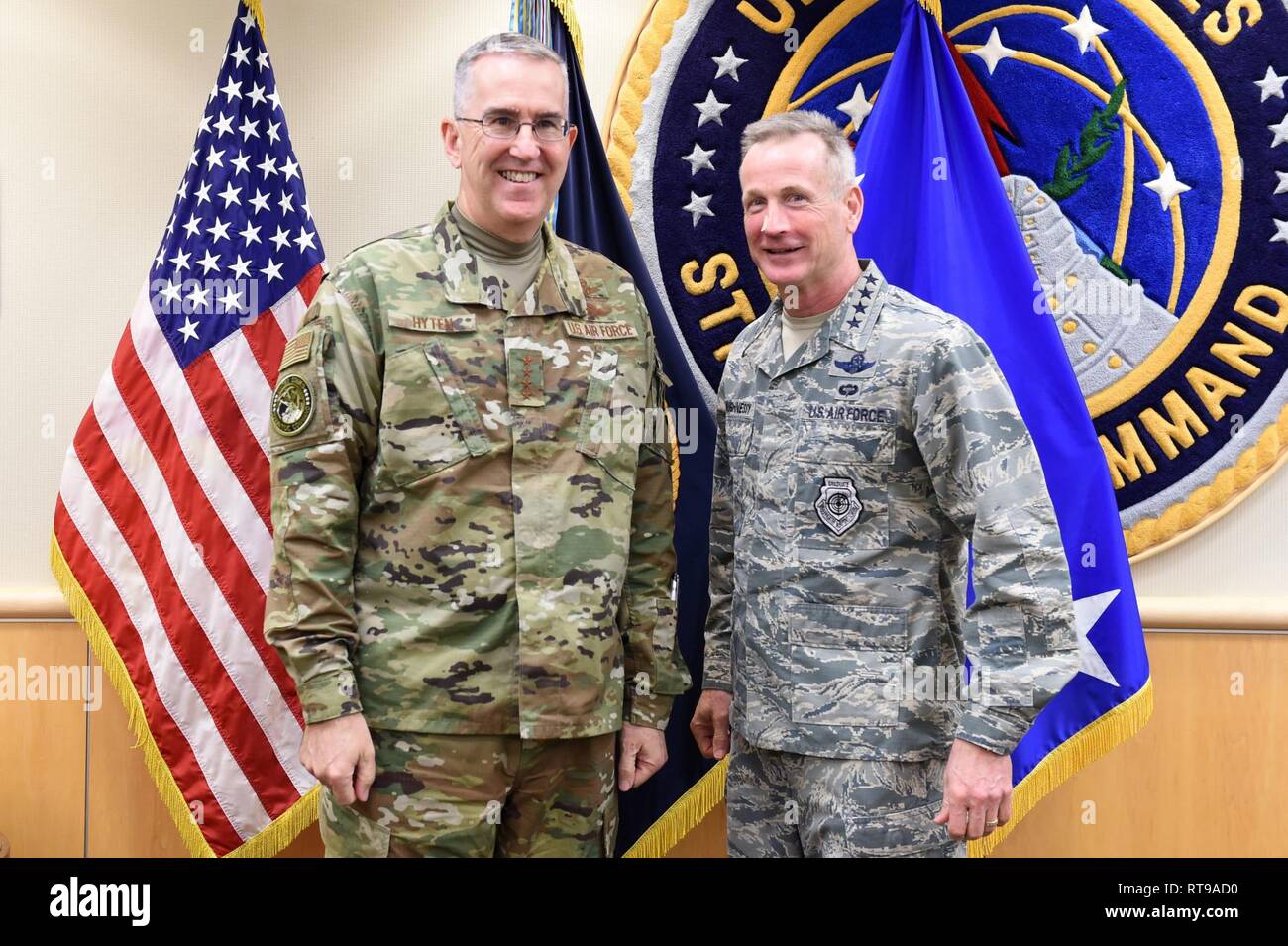 U.S. Air Force Gen. John Hyten, commander of U.S. Strategic Command (USSTRATCOM), meets U.S. Air ...