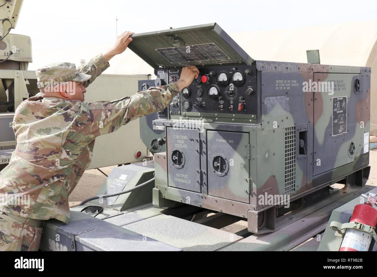 U.S. Army Spc. Jesus Ramos, assigned to the 98th Expeditionary Signal ...