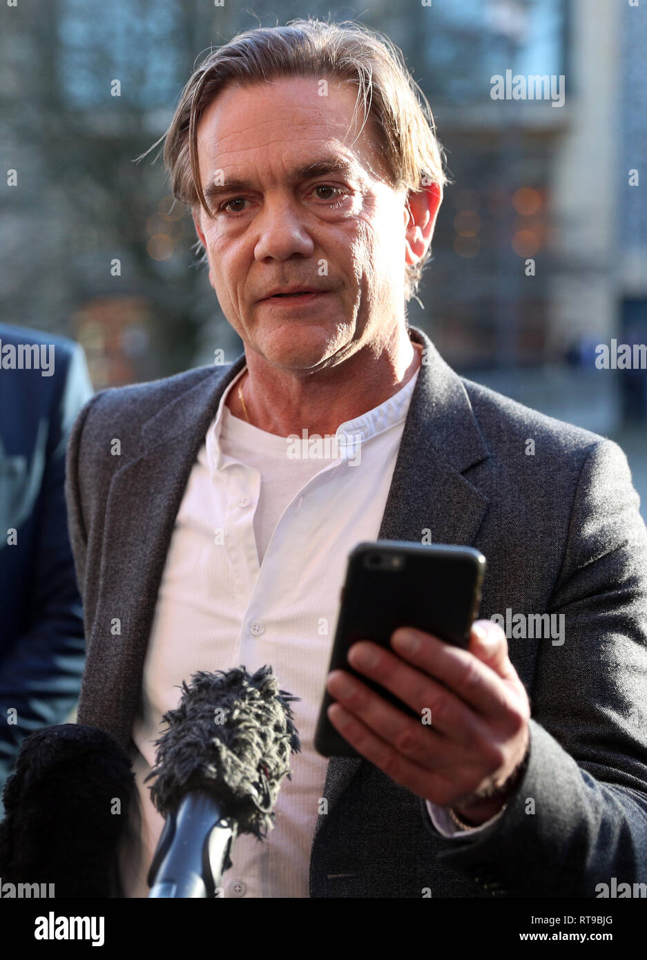 Actor John Michie speaking outside Winchester Crown Court after Ceon ...