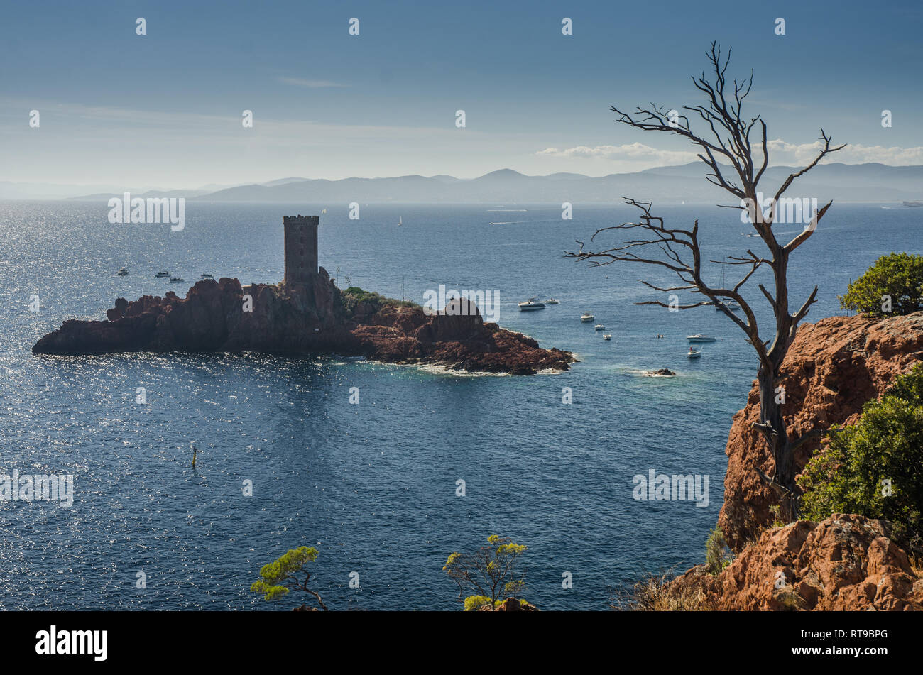 island and tower d'Or (golden tower) near Dramont, provence, france ...