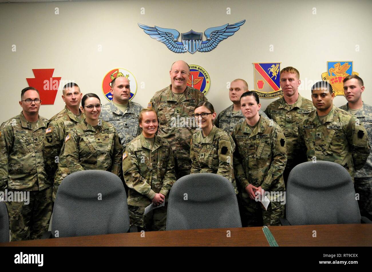 U.S. Soldiers with the 28th Expeditionary Combat Aviation Brigade stand ...