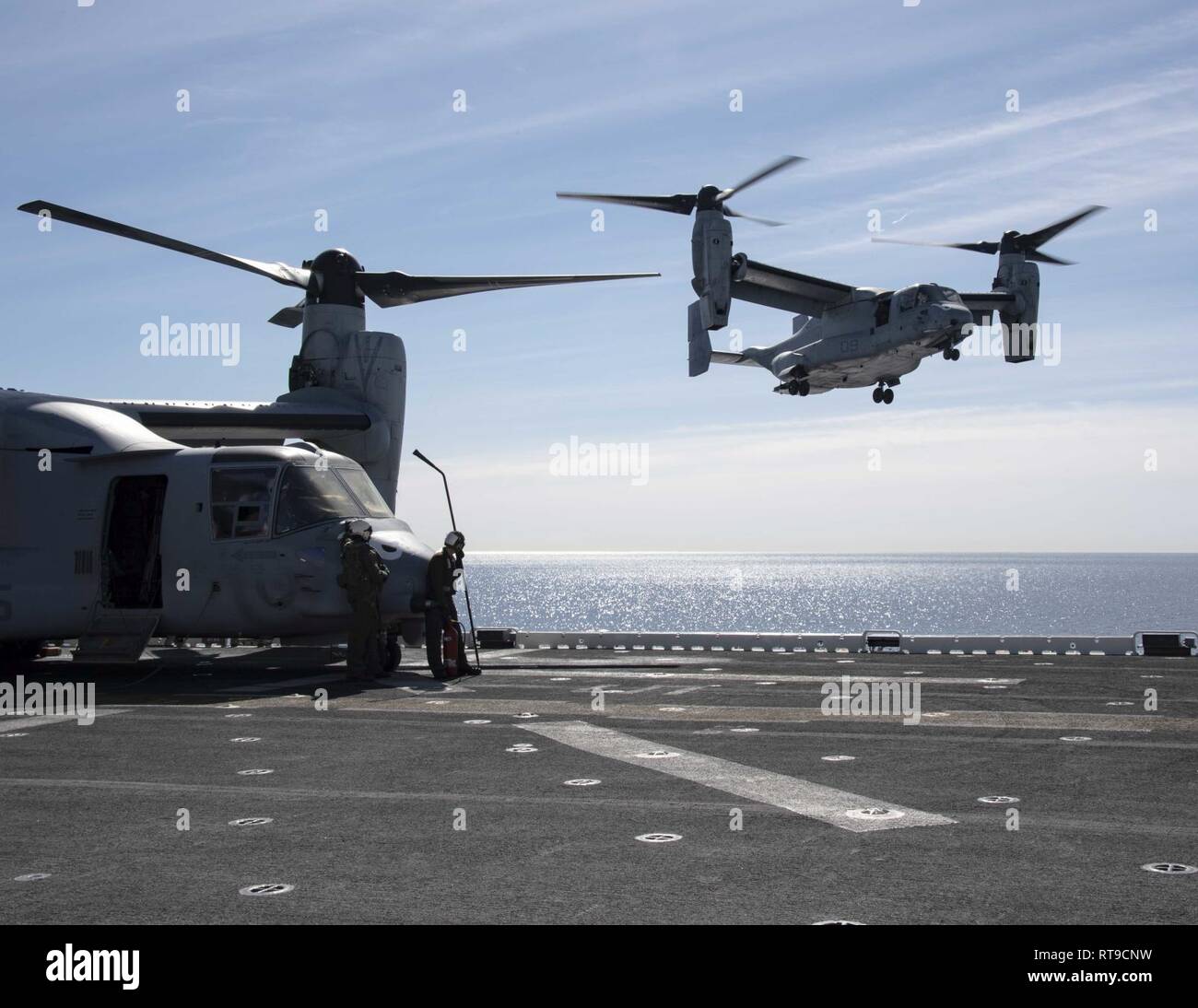 PACIFIC OCEAN (Jan. 26, 2019) An MV-22B Osprey attached to Marine ...