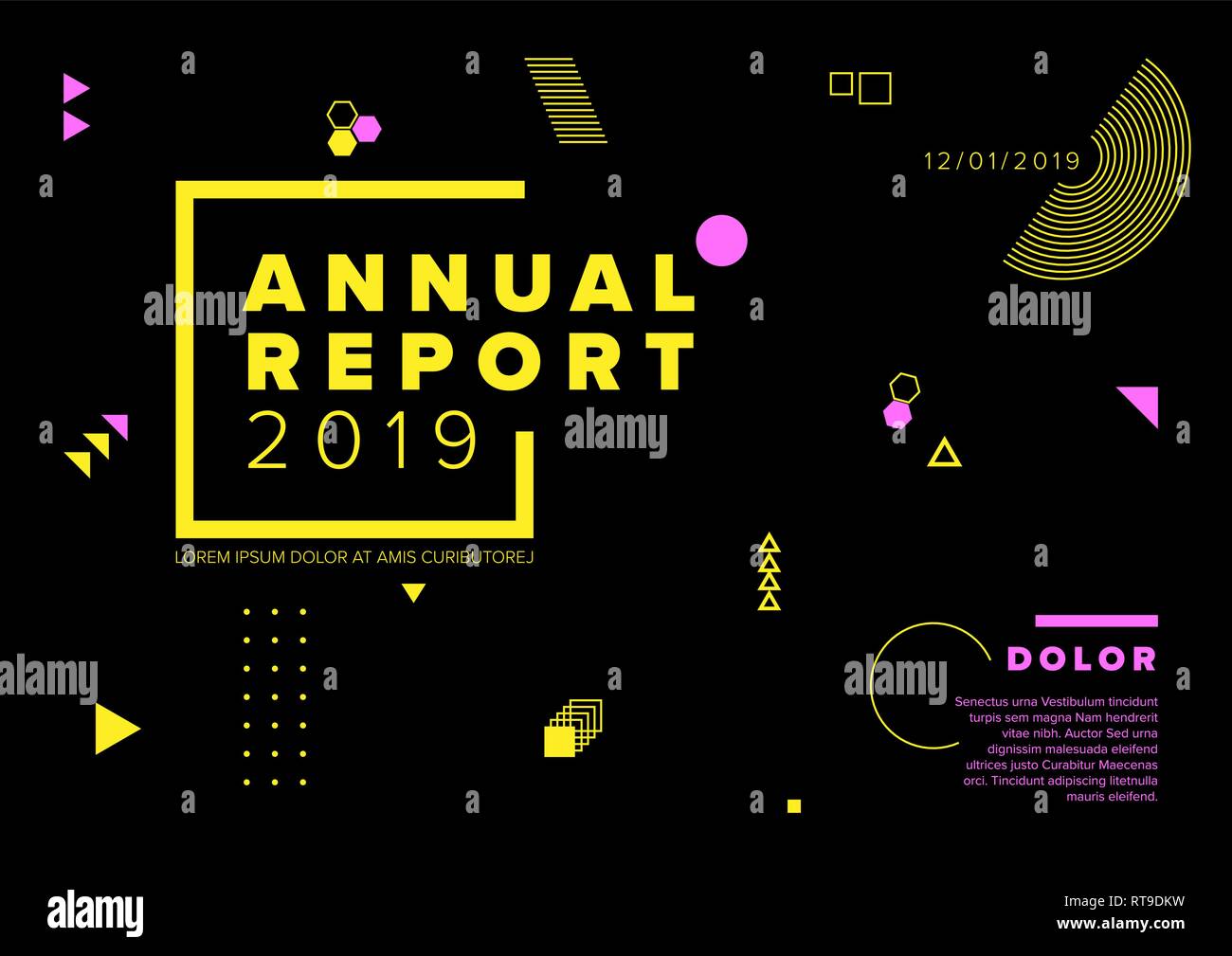 Vector abstract annual report cover template with sample text and ...