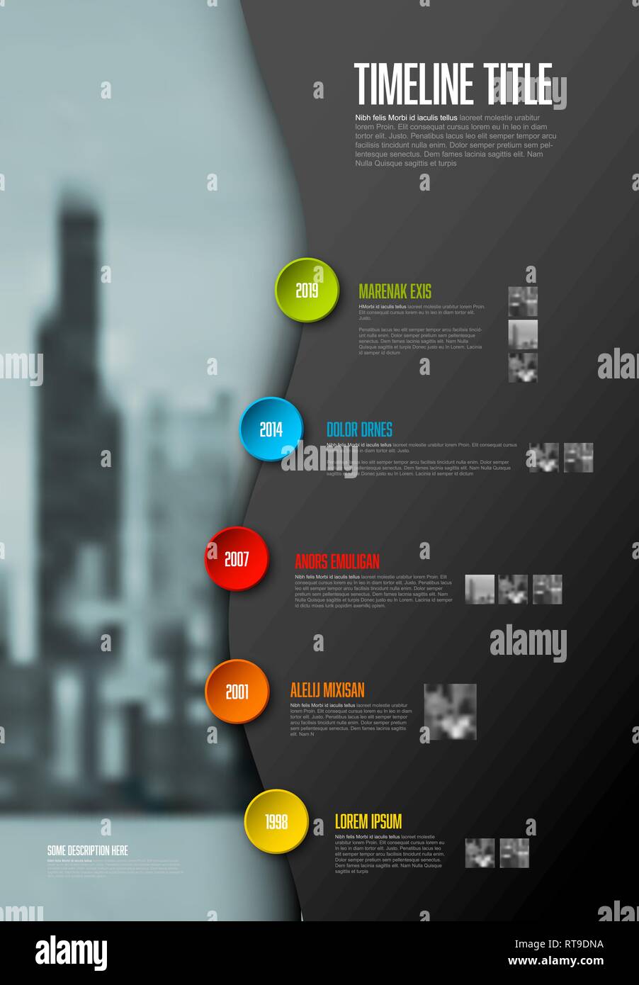 Vector Infographic timeline report template with big photo placeholder ...