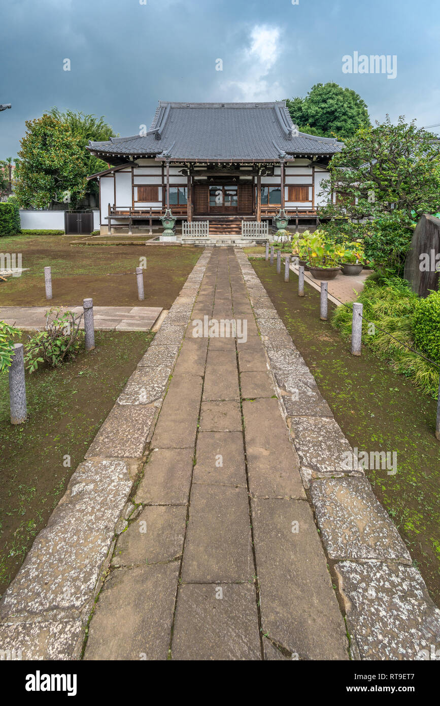 Setagaya, Tokyo, Japan - August 19, 2017: Honden (Main Hall) of Enjoin ...