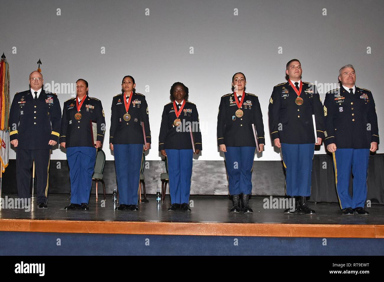Newly inducted members of the Sergeant Morales Club stand with Maj. Gen ...