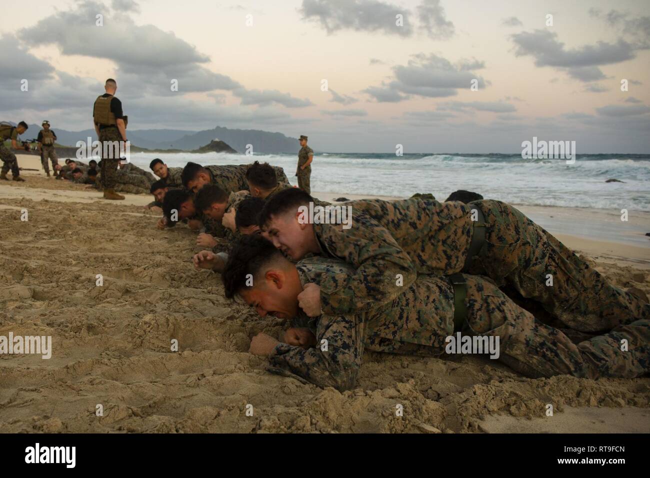 U.S. Marines conduct buddy crawls in part of a physical training ...
