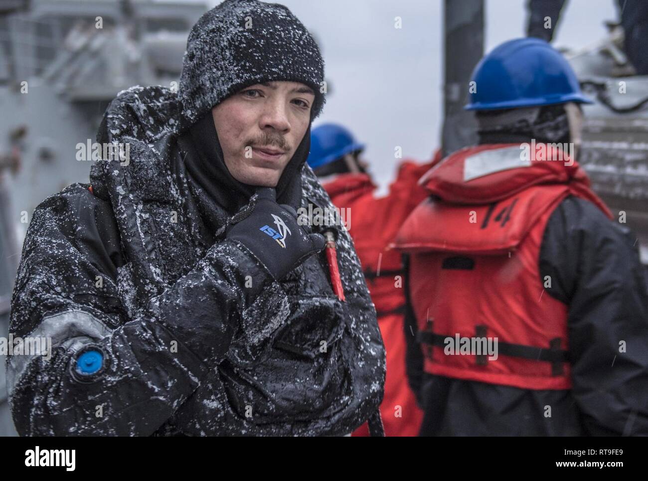 BALTIC SEA (Jan. 28, 2019) Lt. j.g. Matthew Heimer stands on the boat ...