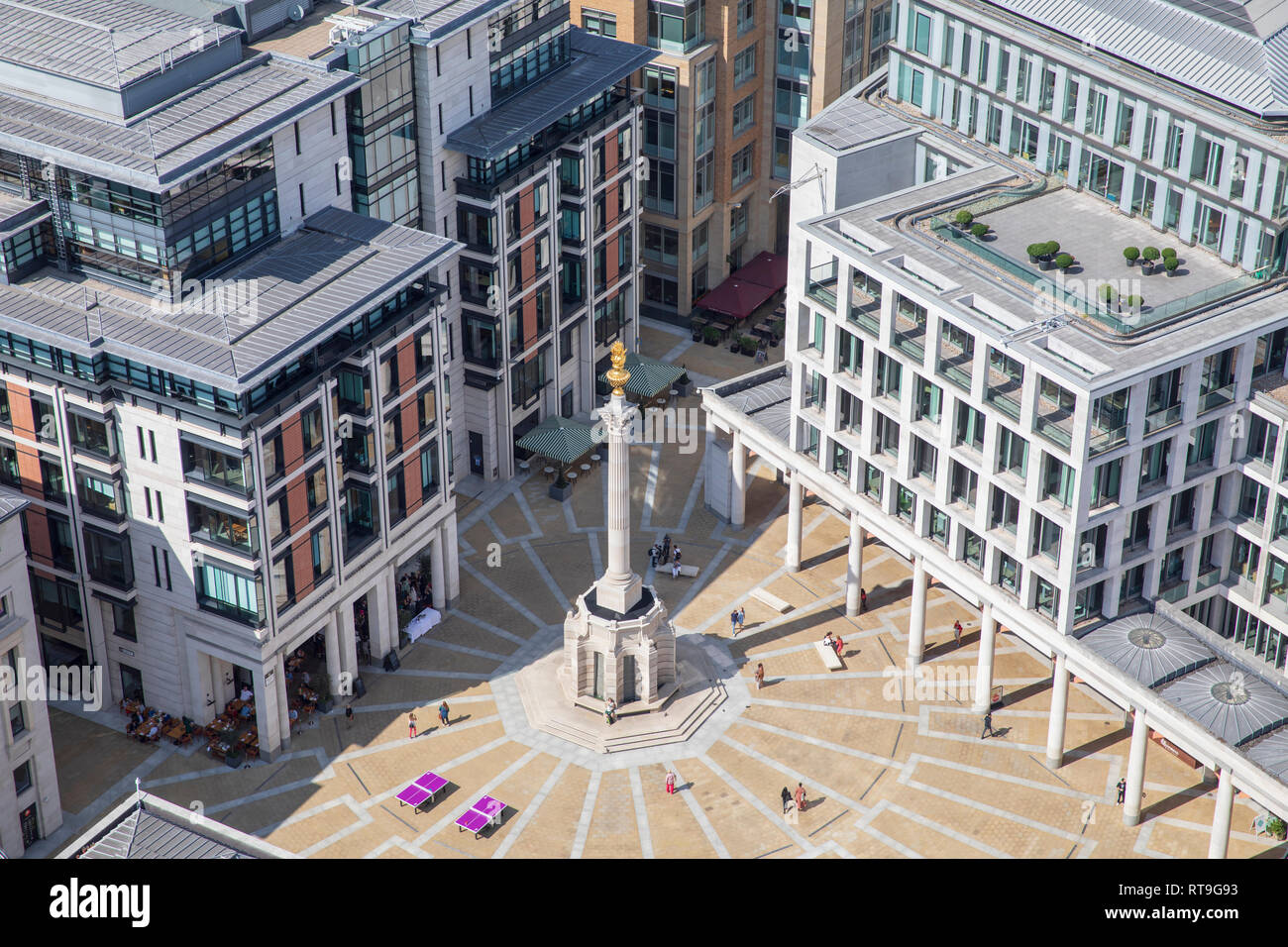 Paternoster Square in London, as seen from the top of St. Paul's ...