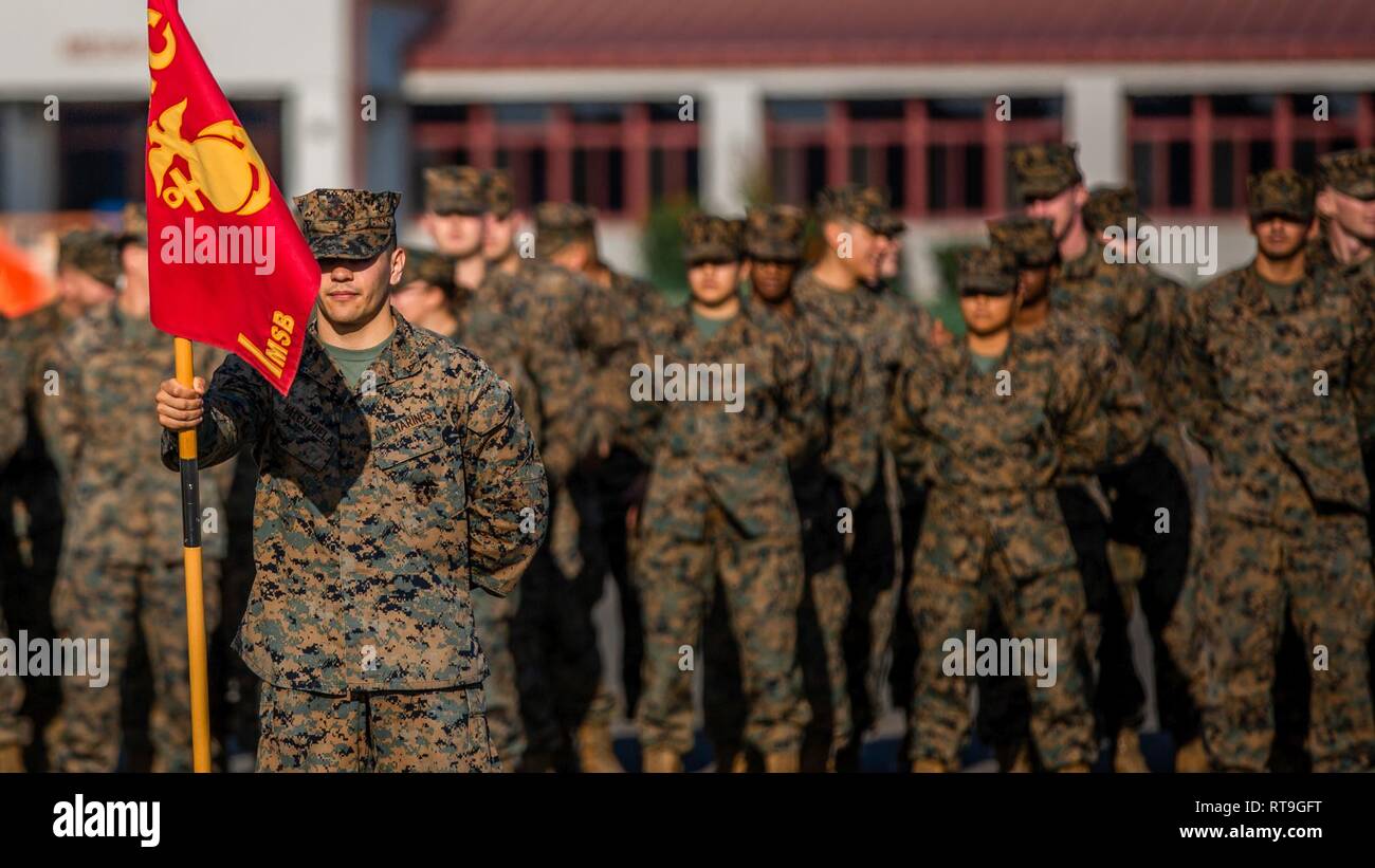 U.S. Marines with I Marine Expeditionary Force Support Battalion stand ...