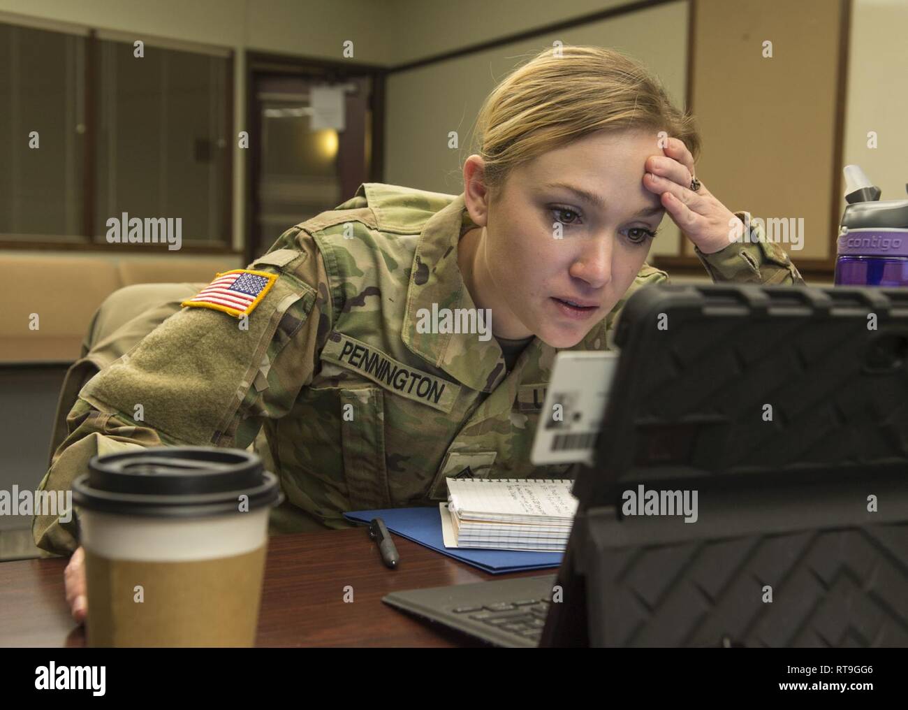 Sgt. Jessica Pennington prepares an enlistment options and programs ...