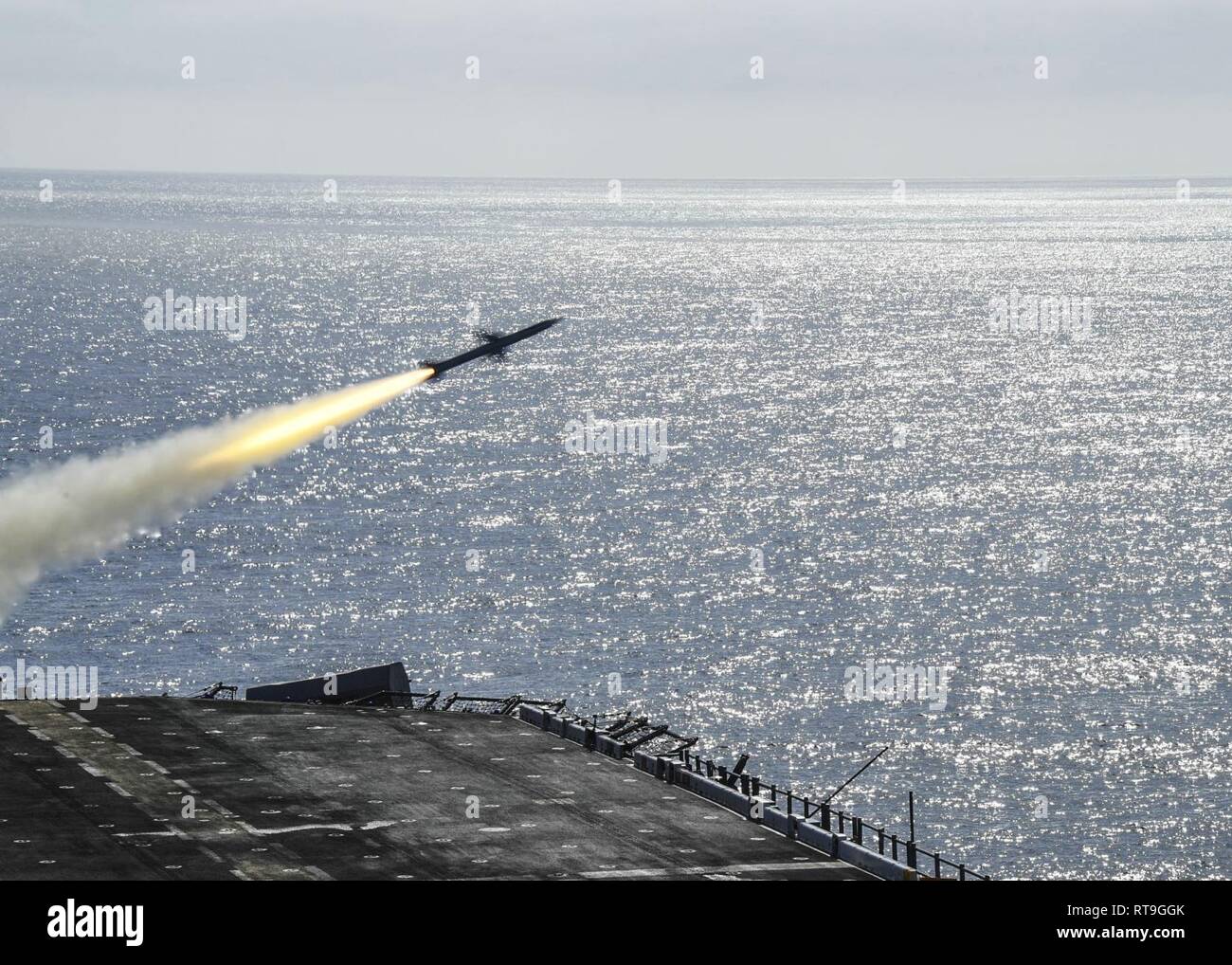 PACIFIC OCEAN (Jan. 29, 2019) A RIM-7P missile is fired from a NATO Sea ...