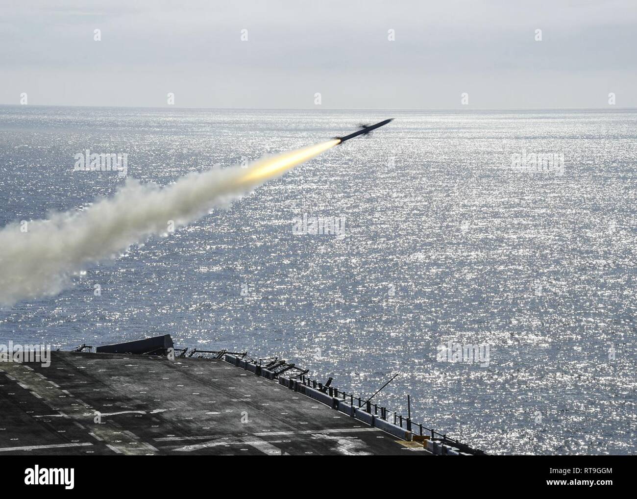 PACIFIC OCEAN (Jan. 29, 2019) A RIM-7P missile is fired from a NATO Sea ...