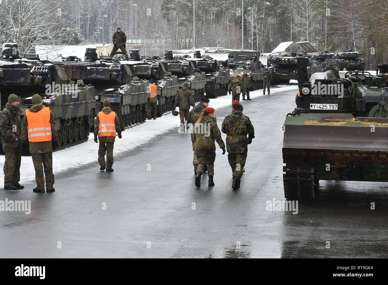 German army Leopard 2 main battle tanks with the 104th Tank Battalion ...