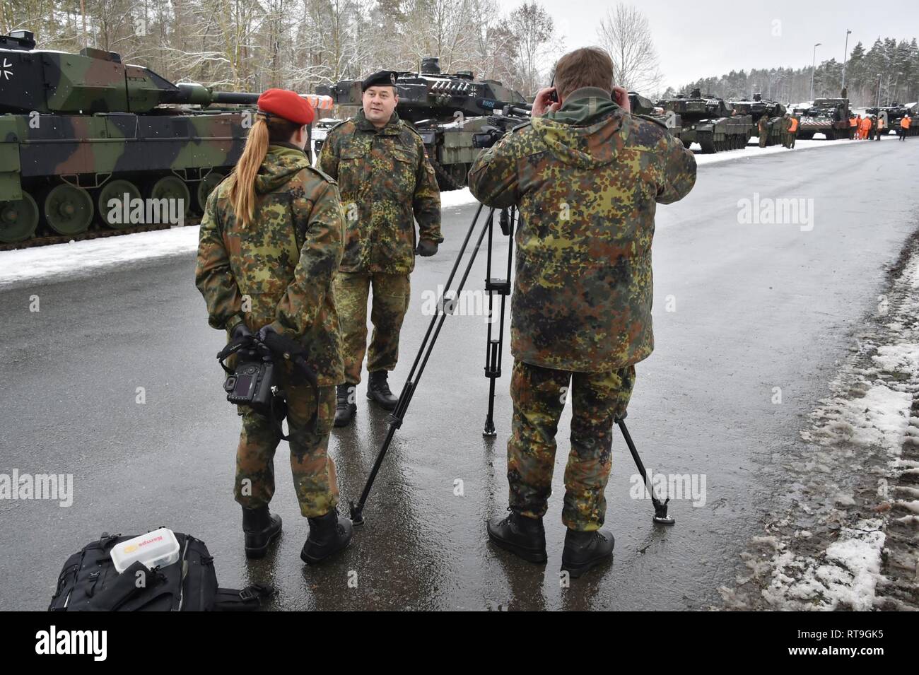 German army Leopard 2 main battle tanks with the 104th Tank Battalion ...