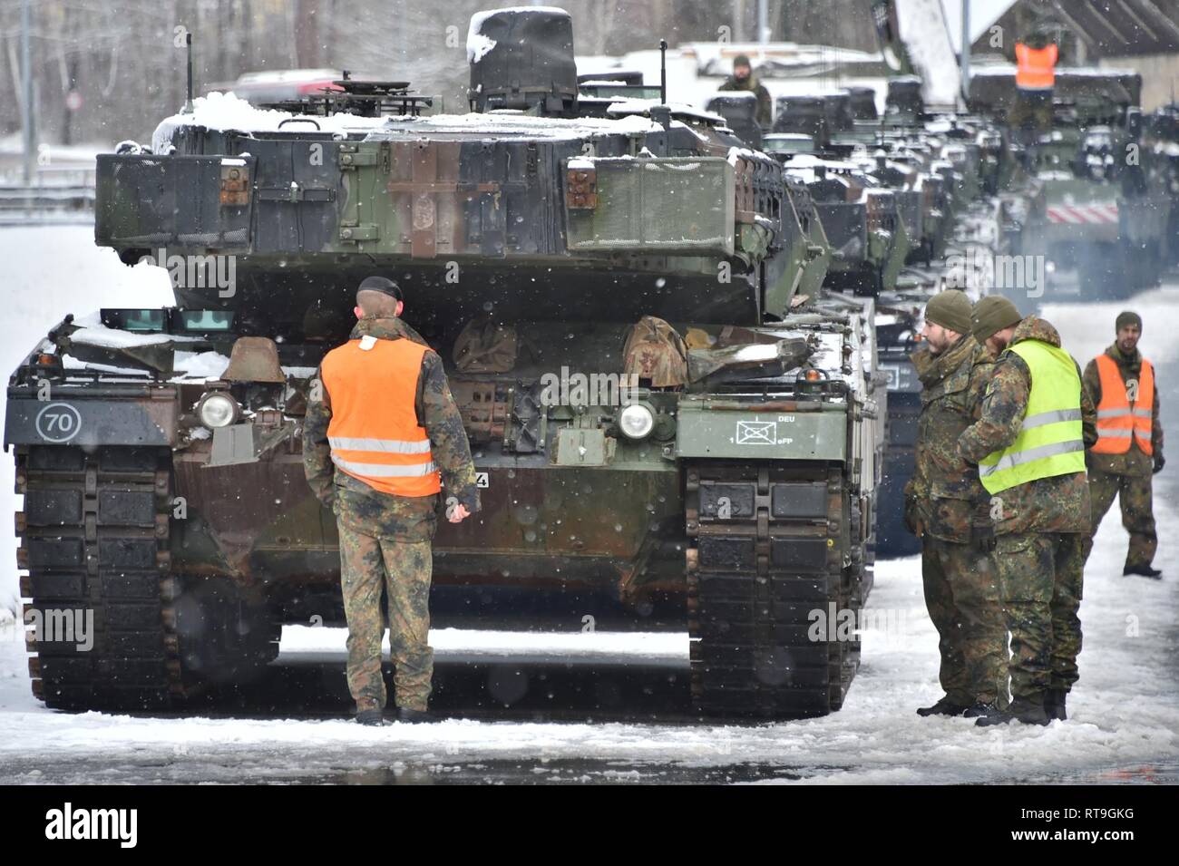 German army Leopard 2 main battle tanks with the 104th Tank Battalion ...