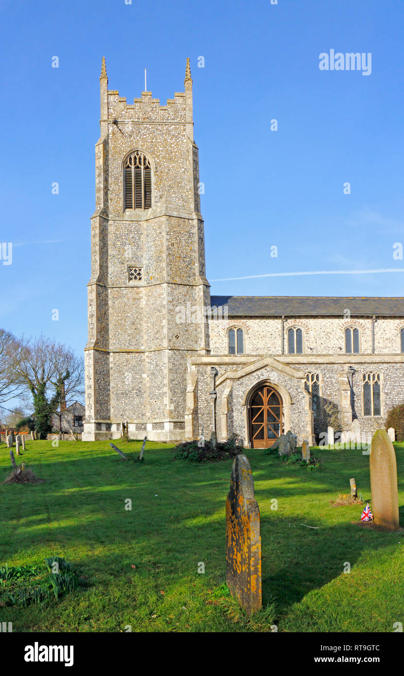 A view of the tower and south porch of the parish Church of St Mary the ...