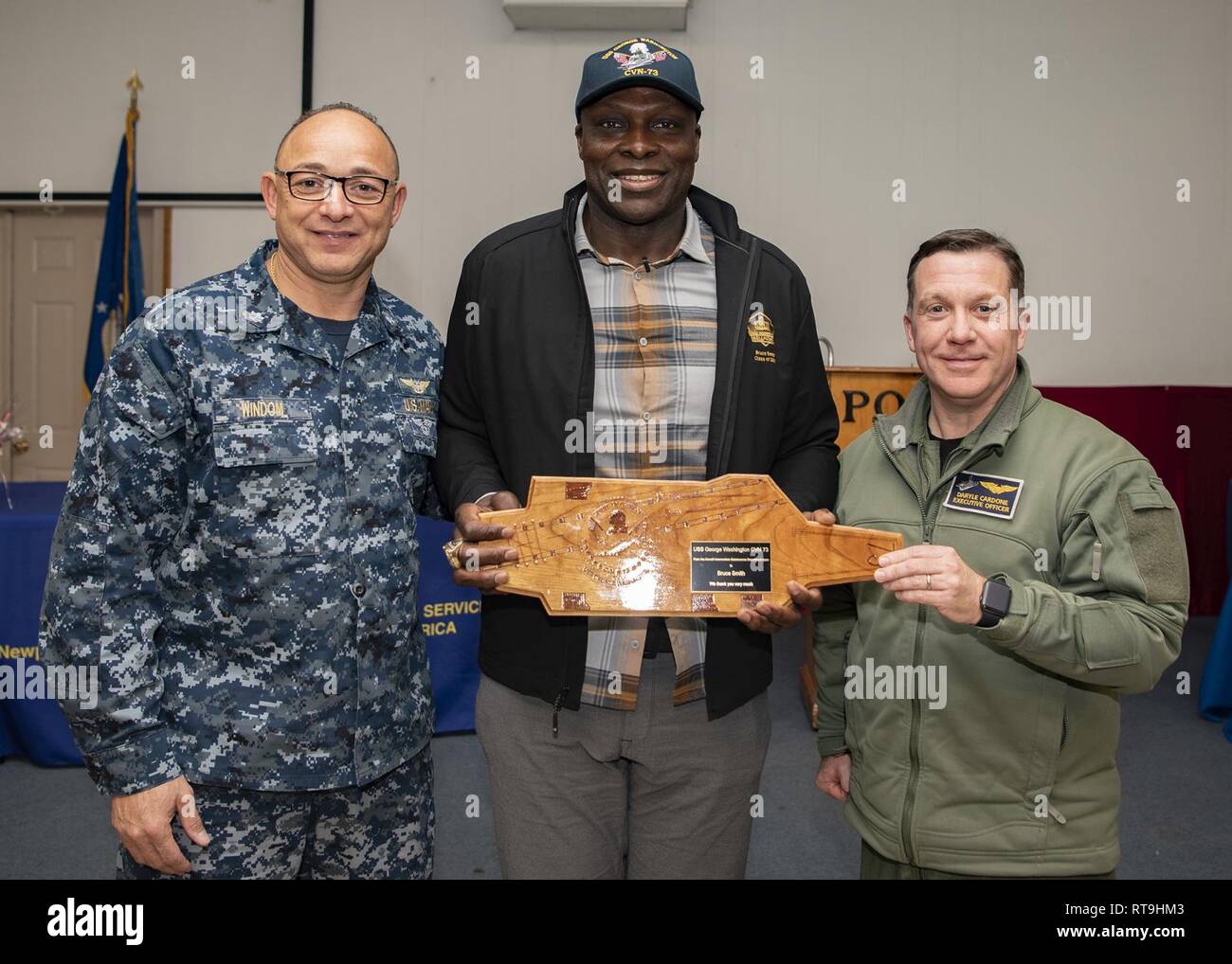 NEWPORT NEWS, Va. (Jan. 29, 2019) Capt. Daryle Cardone, right, the ...