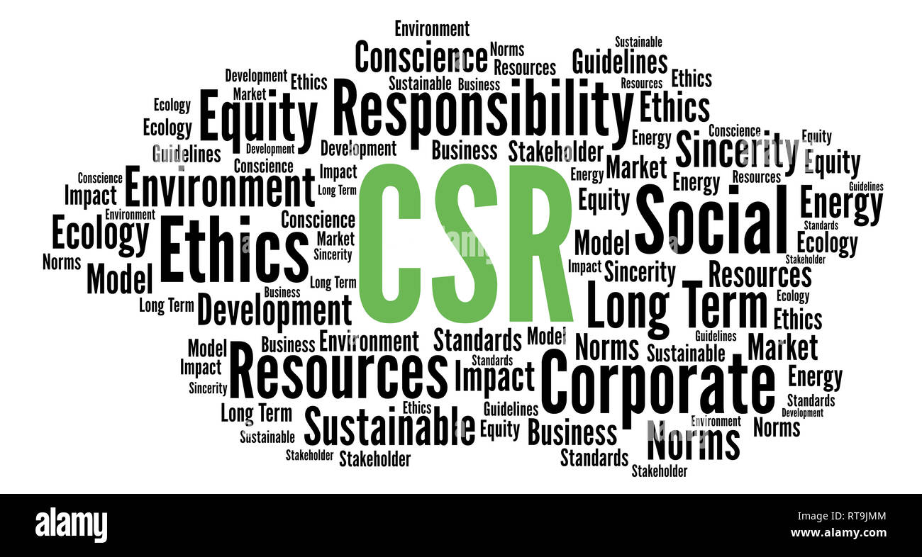 CSR corporate social responsibility word cloud Stock Photo - Alamy