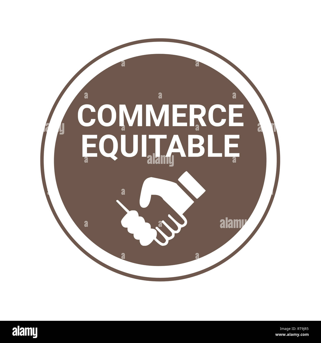 Fair trade sign and label called commerce equitable in French language ...