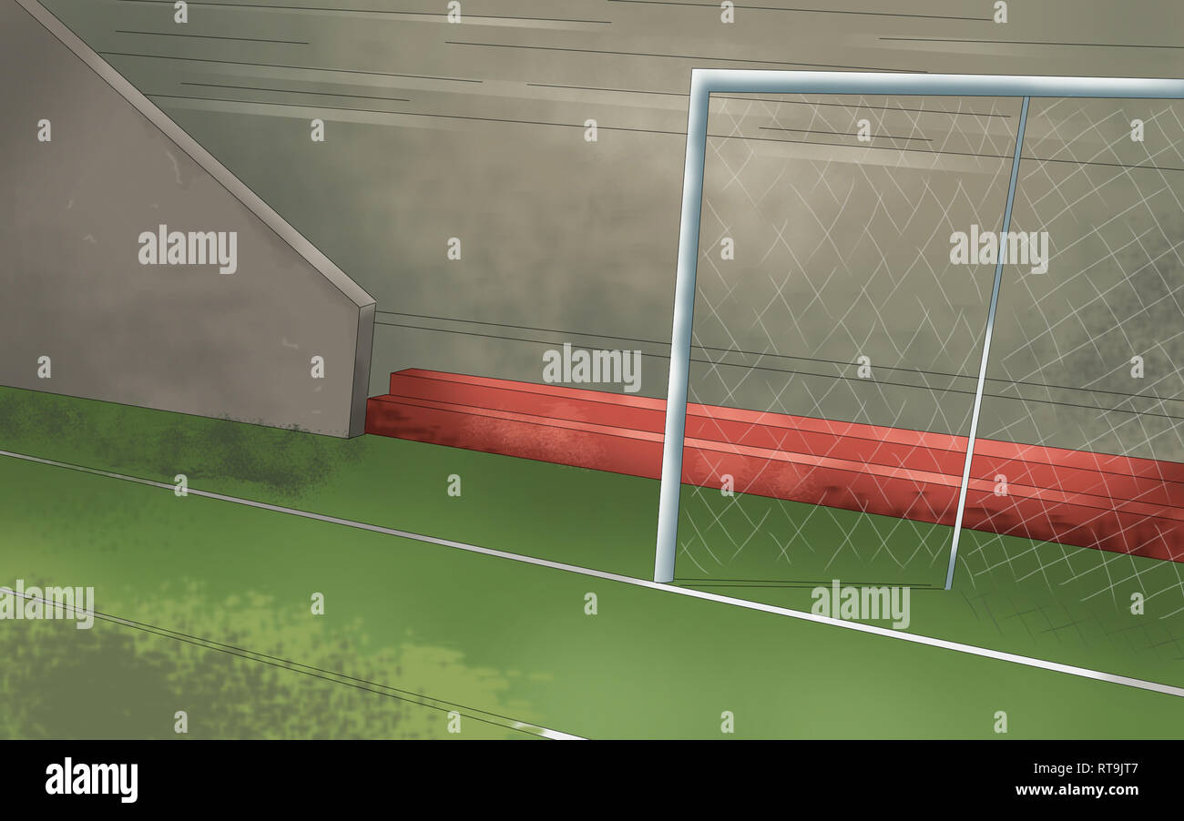 football stadium and empty goal Stock Photo - Alamy