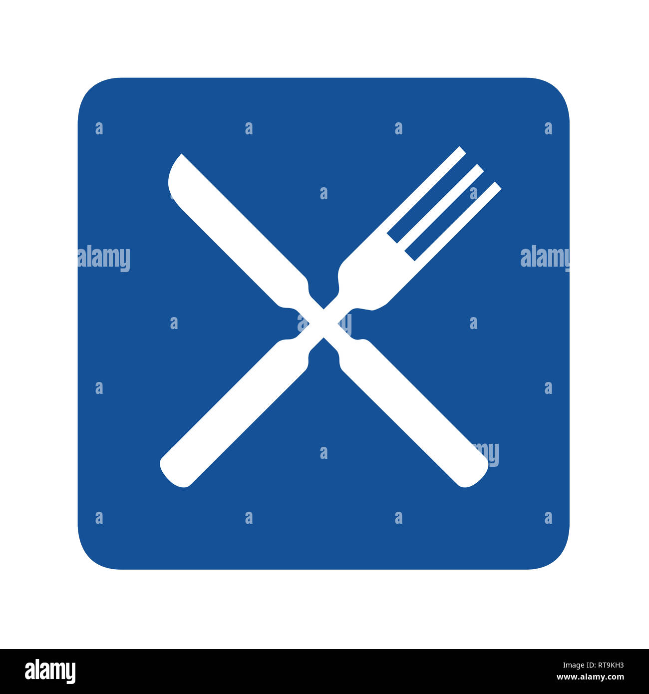 Blue restaurant symbol icon illustration Stock Photo - Alamy