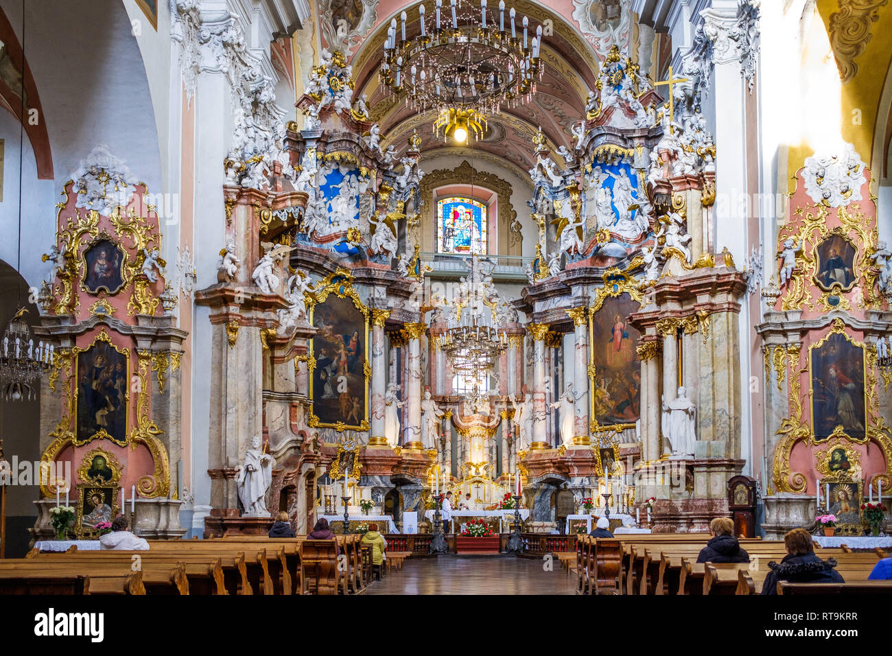 Lithuania, Vilnius. Church of the Holy Spirit and adjoining former ...