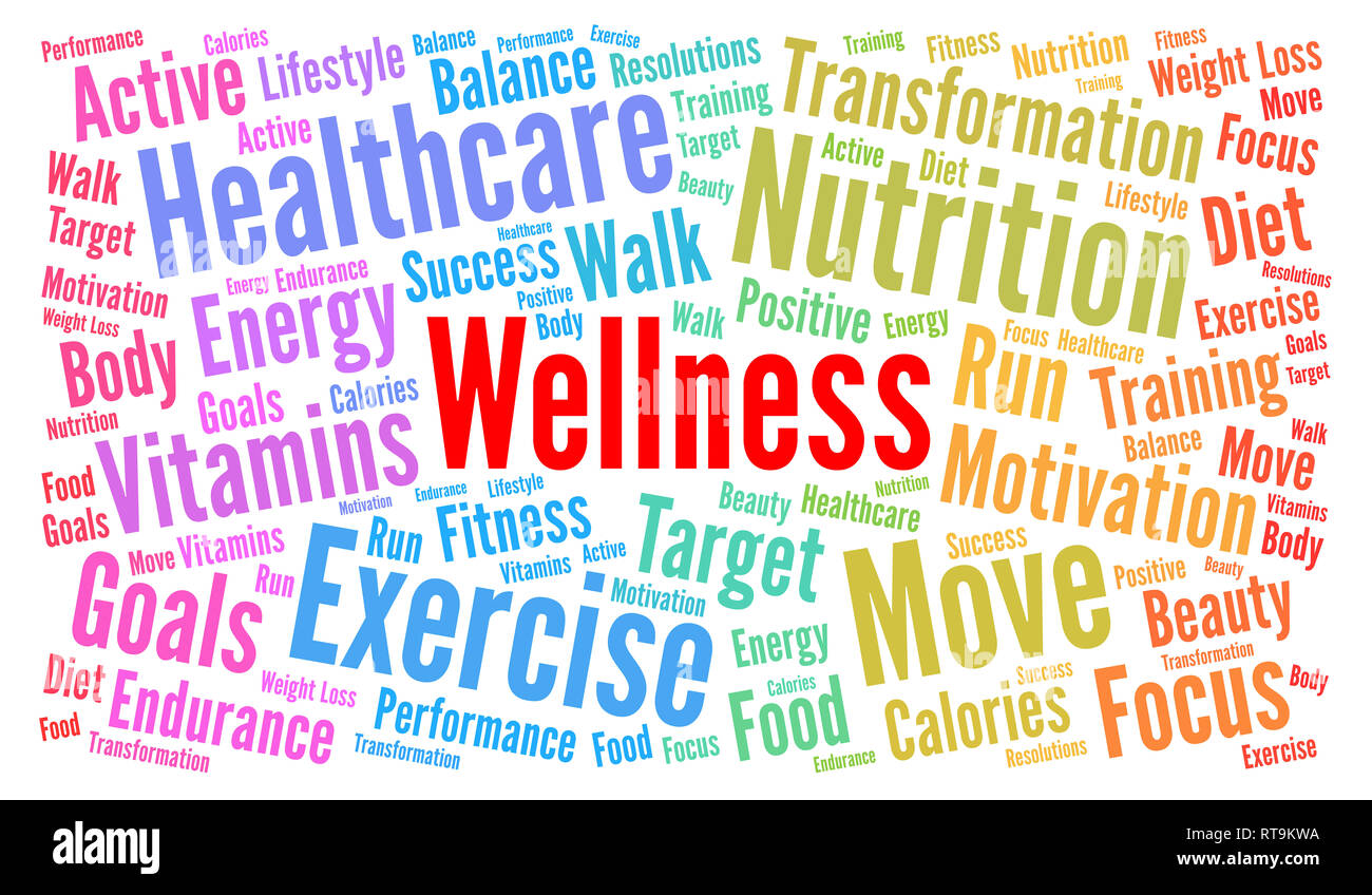 Wellness world cloud illustration Stock Photo - Alamy