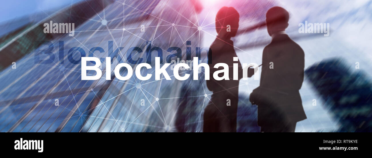 Blockchain technology Concept on server background. Data encryption ...