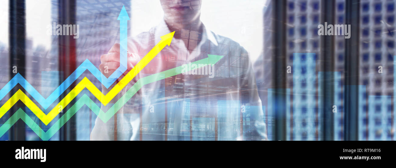 Financial growth arrows graph. Investment and trading concept Stock ...