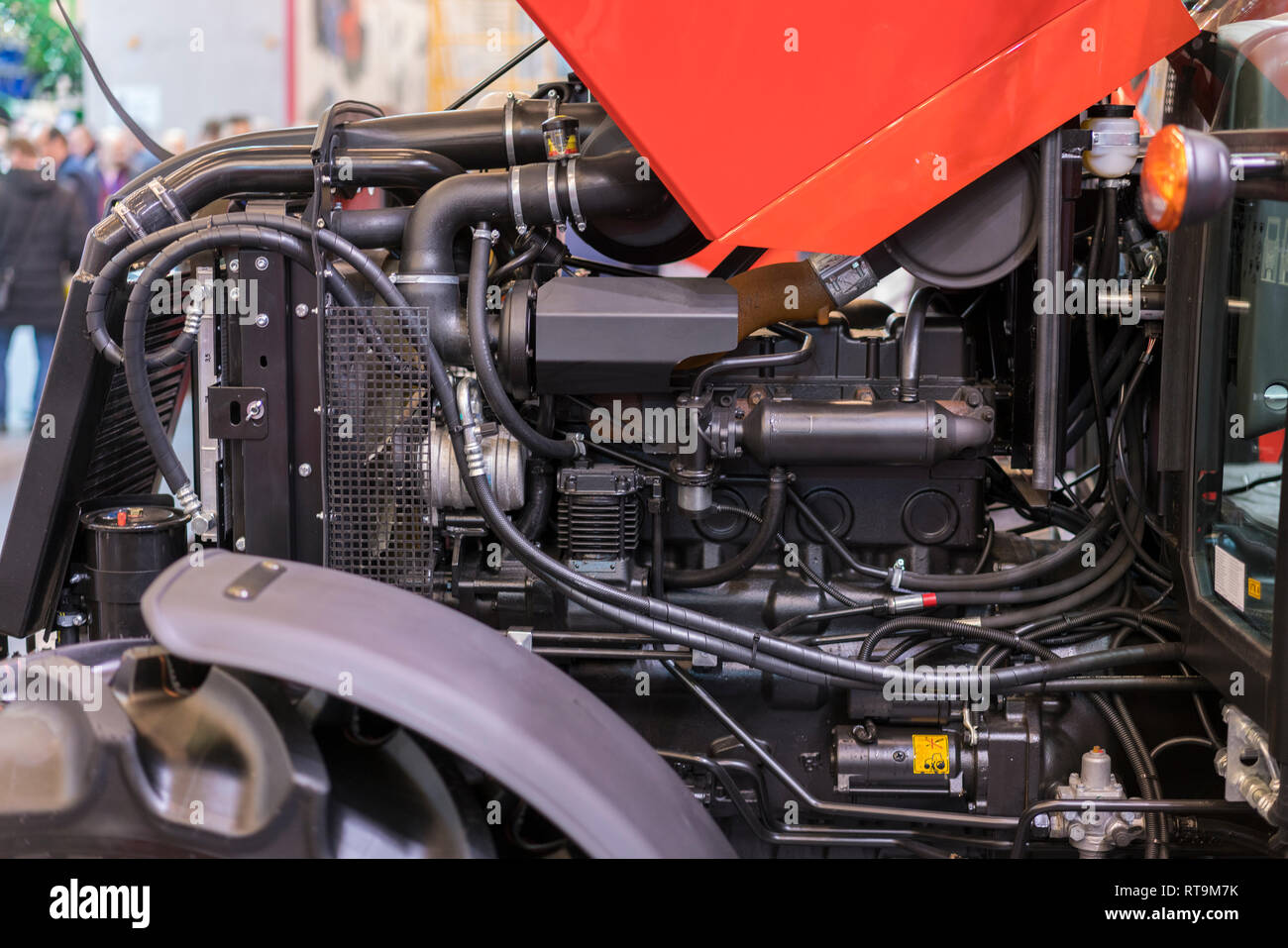 Modern new agricultural diesel tractor engine. Modern new hi-tech ...