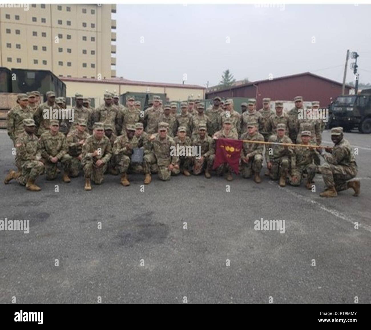 Echo Company, 2-1 Air Defense Artillery Battalion, displays the Army ...