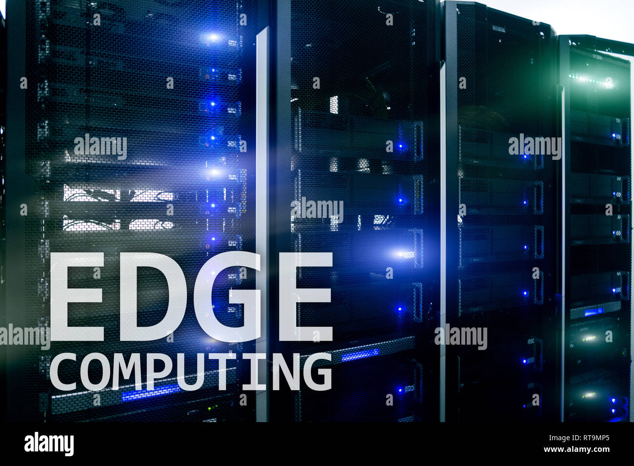 EDGE computing, internet and modern technology concept on modern server ...
