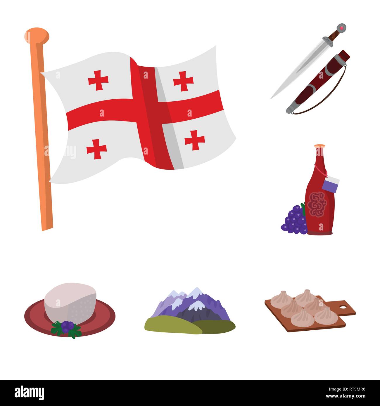 Vector illustration of Caucasus and traditions symbol. Set of Caucasus ...