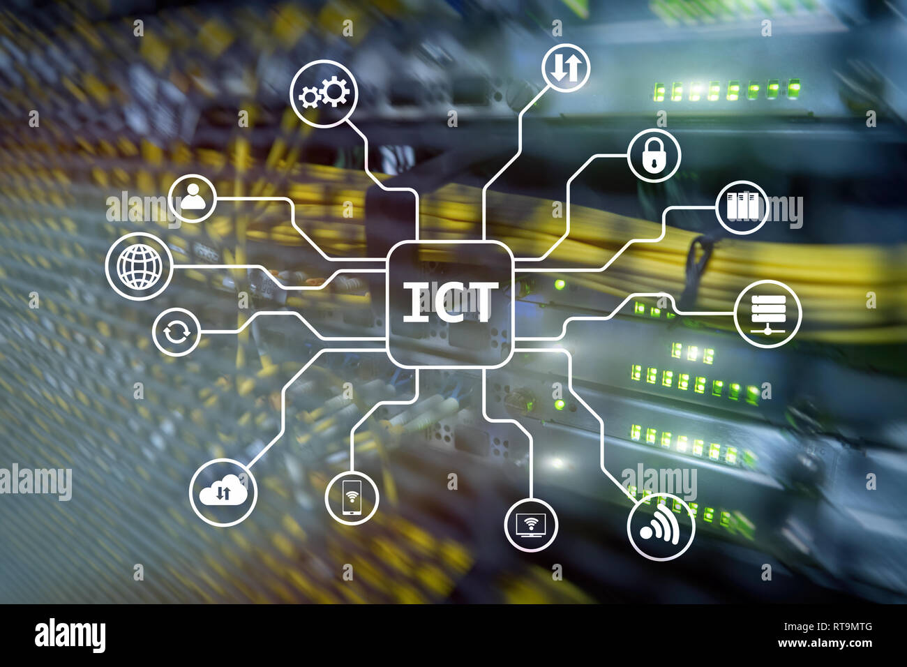 ICT - information and communications technology concept on server room ...