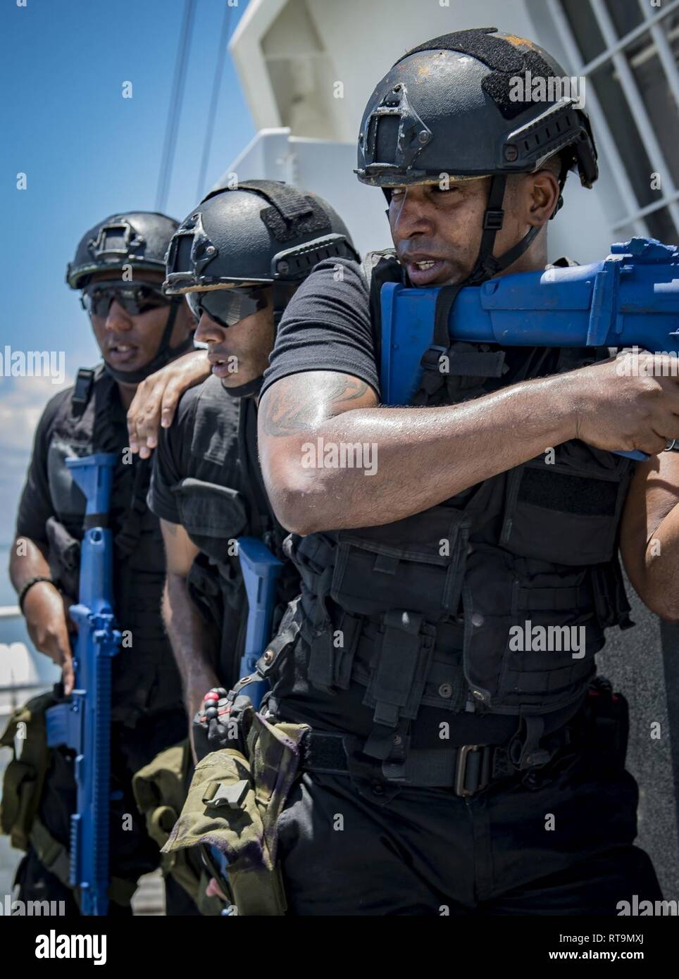 PEMBA, Mozambique (Jan. 31, 2019) Members of the Mauritius Coast Guard ...