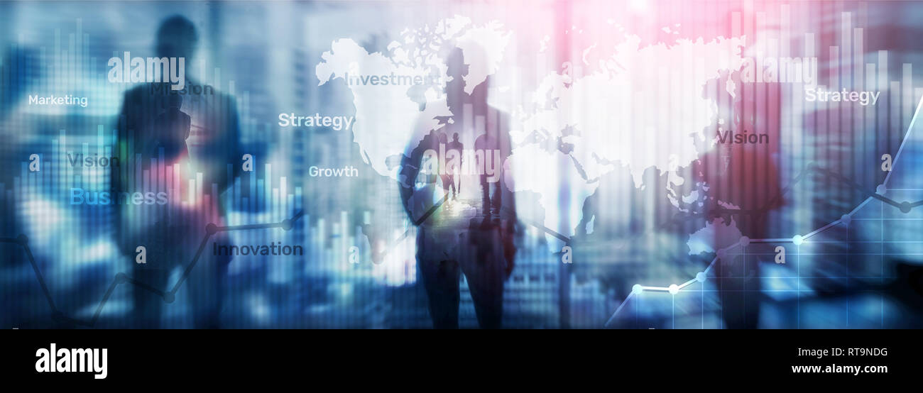 Business abstract background double exposure graph, chart and diagram ...