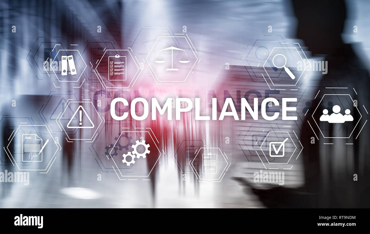 Compliance diagram with icons. Business concept on abstract background ...